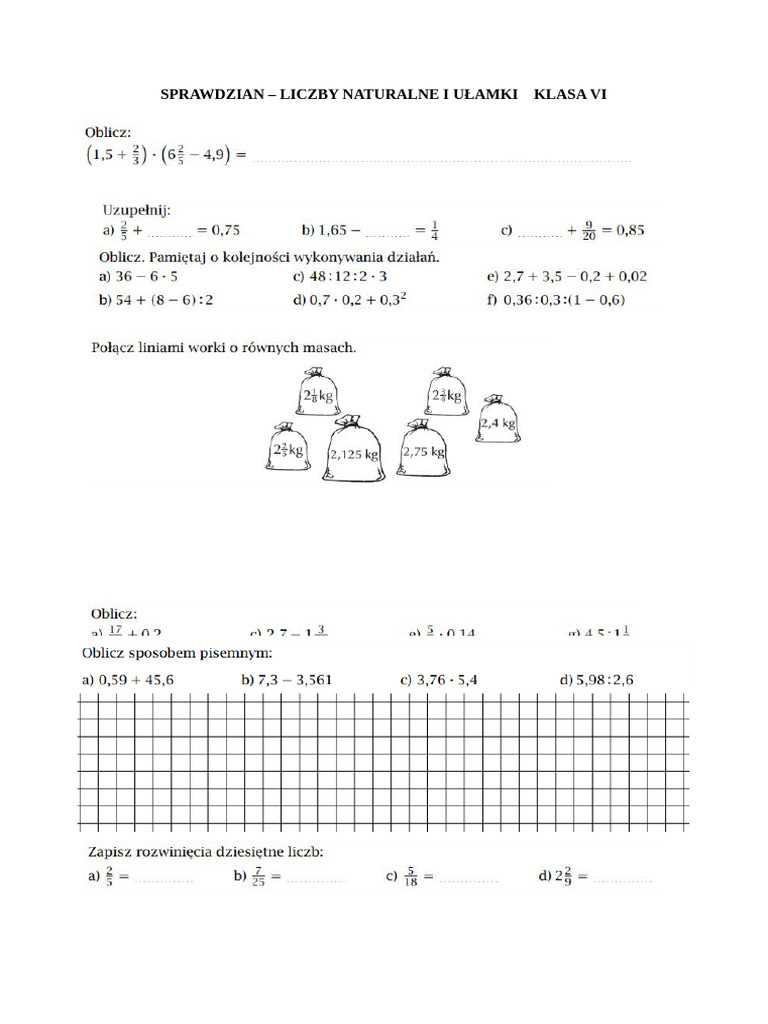 Klasa6 Liczby Naturalne I Ułamki | PDF