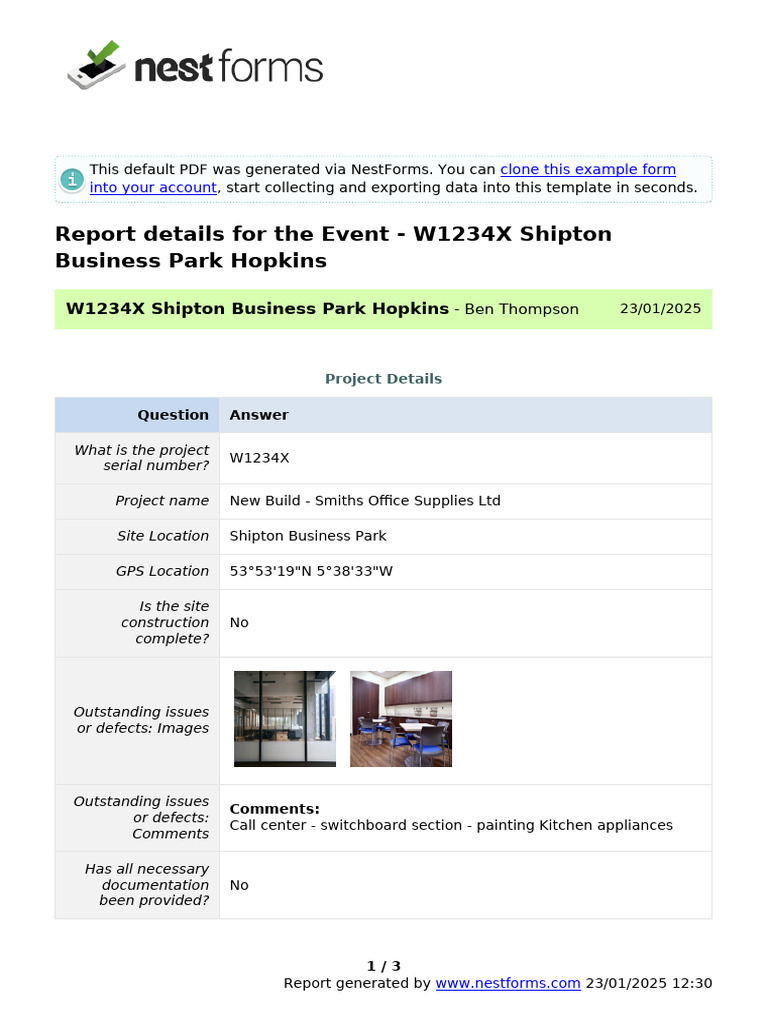 Site Handover Form Example | PDF