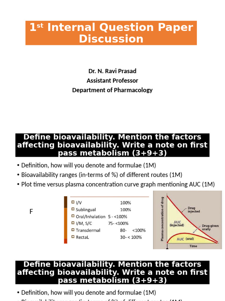 Bioavailability and Drug Metabolism Overview | PDF | Bioavailability ...