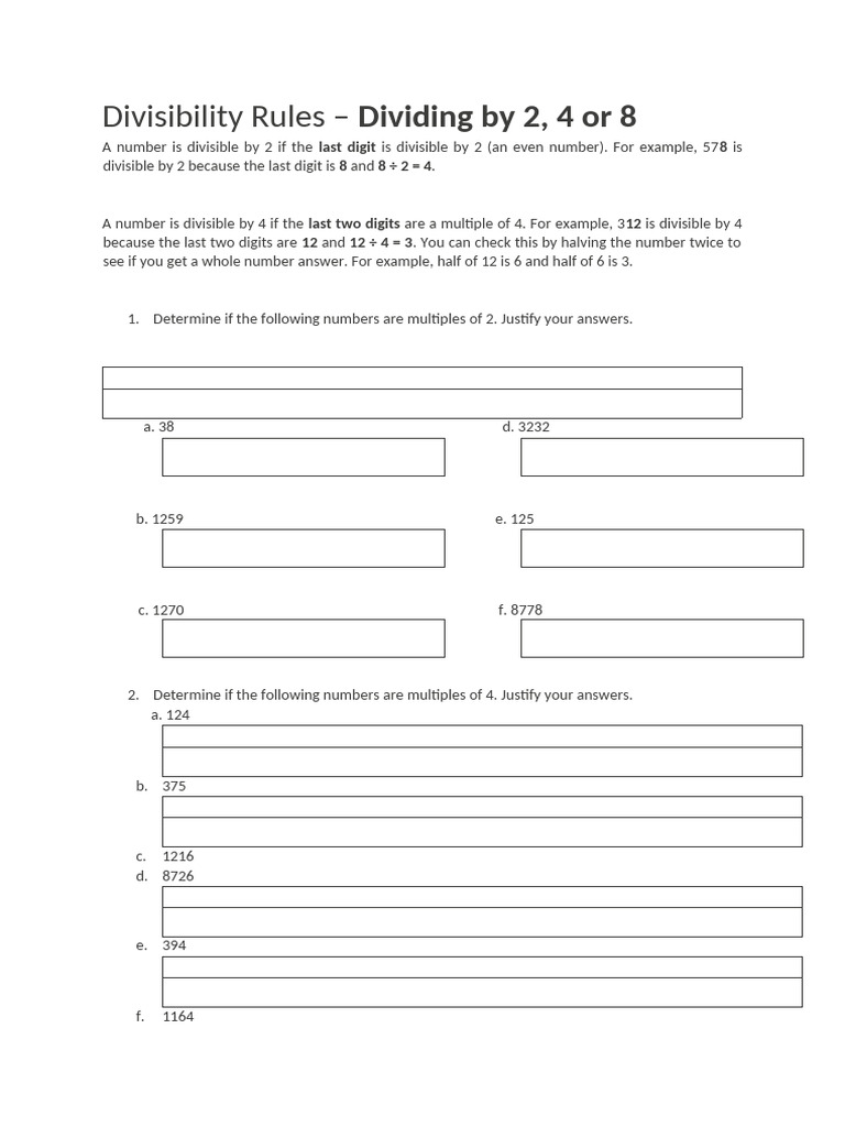 Divisibility Rules | PDF