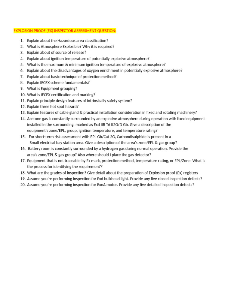 EX Inspector Assessment Guide | PDF