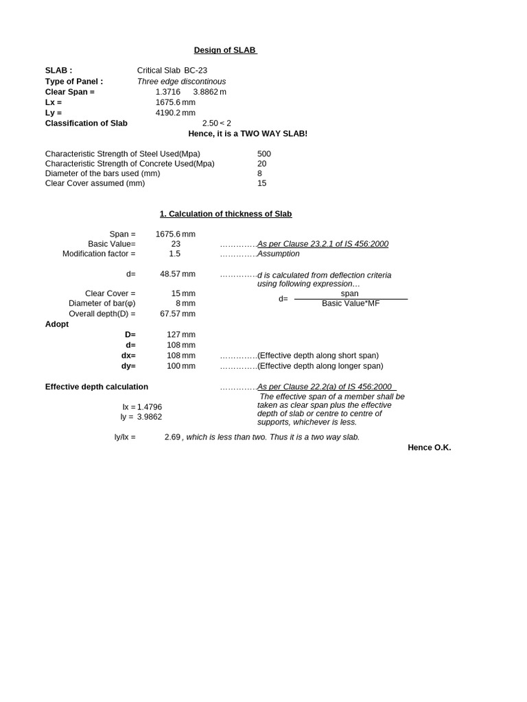 Design of Slab | PDF | Mechanical Engineering | Structural Engineering