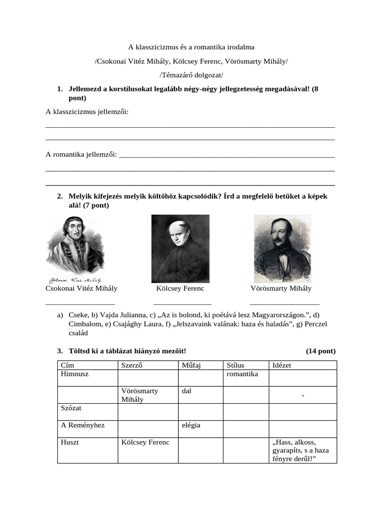 Klasszicizmus És Romantika | PDF