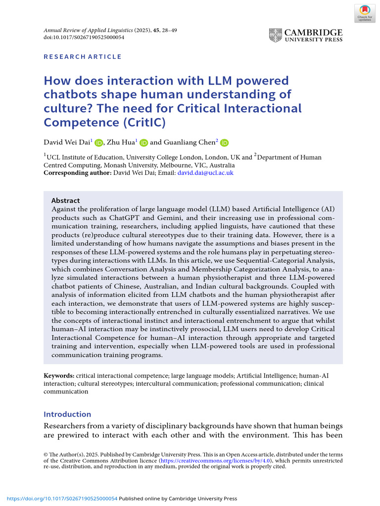 How Does Interaction With Llm Powered Chatbots Shape Human ...