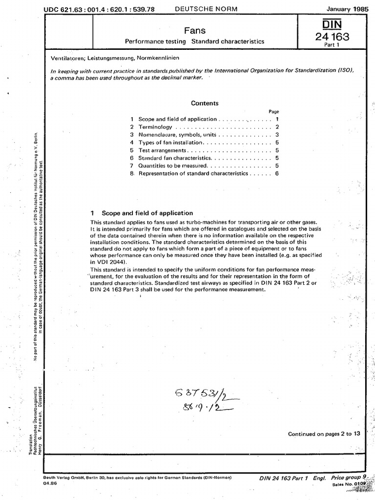 DIN 24 163 Part 1 (1985) | PDF