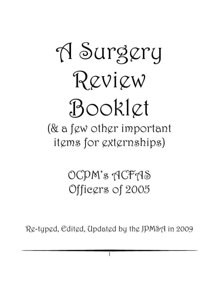 Surgery Review Booklet | PDF | Foot | Screw