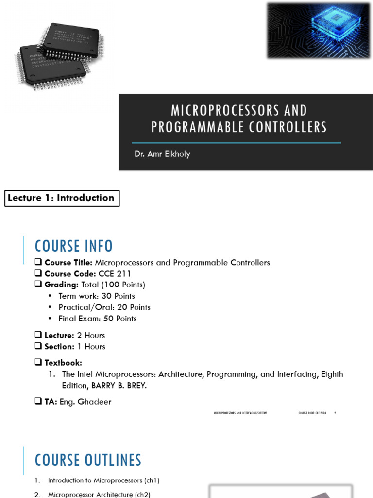 Lecture1 Introduction 2025-2026 | PDF | Microprocessor | Central Processing Unit