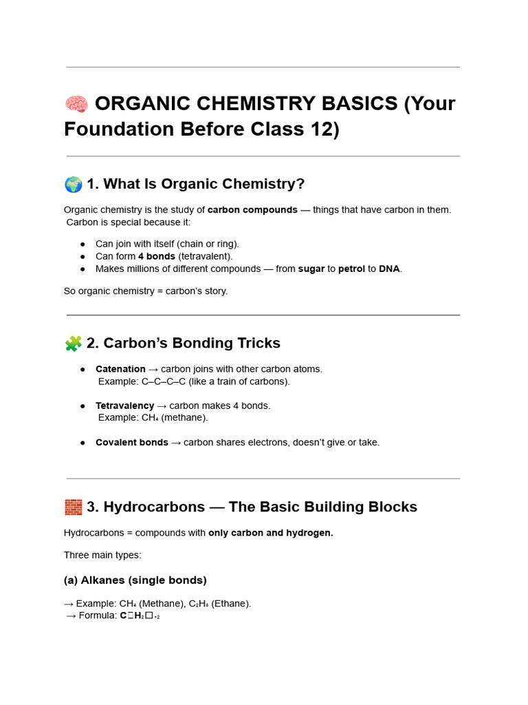 Organic Chemistry Basics | PDF | Alkene | Chemical Reactions