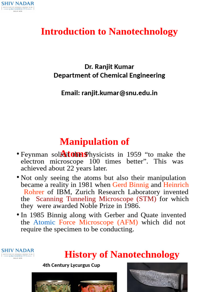 Overview of Nanotechnology Principles | PDF | Nanotechnology | Nanoparticle