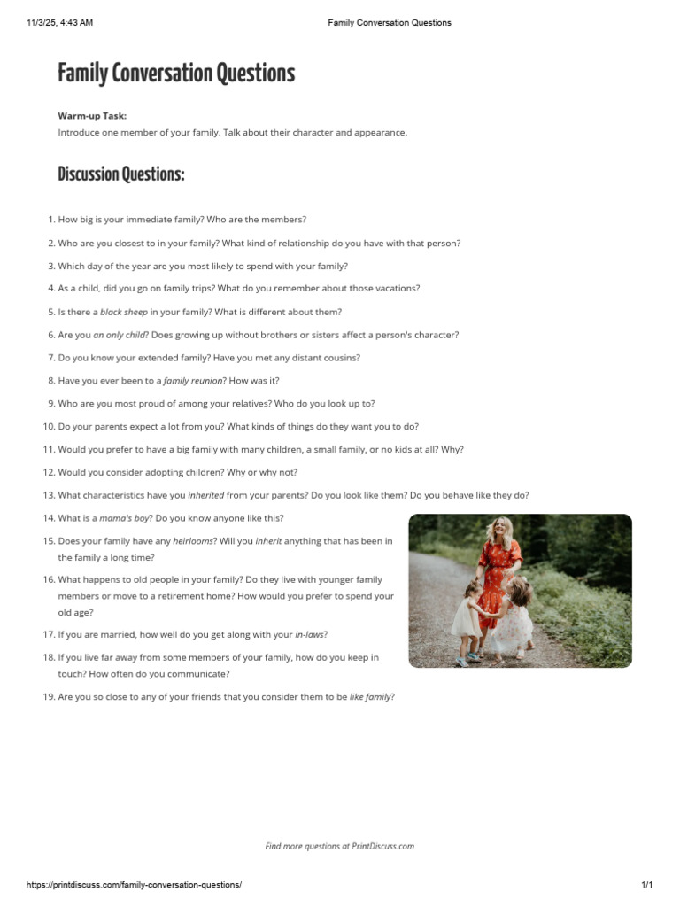 Family Discussion Questions Guide | PDF