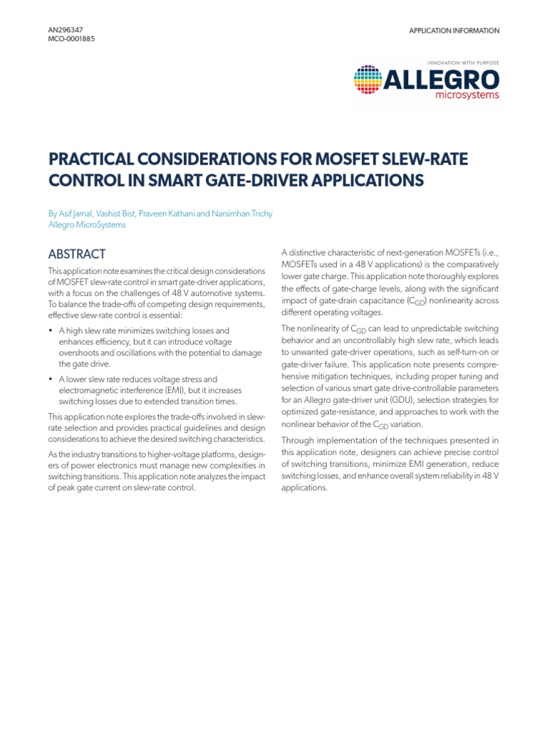 MOSFET Slew-Rate Control in 48V Systems | PDF | Mosfet | Field Effect ...