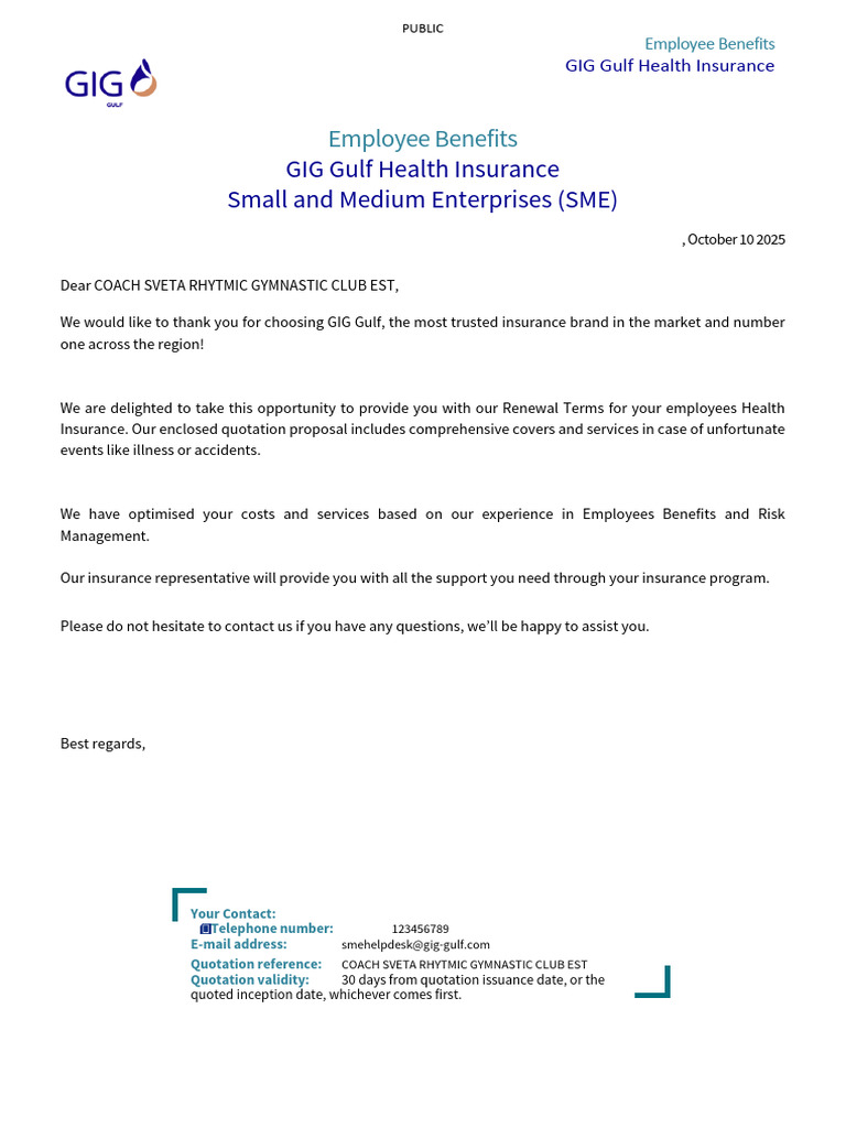 GIG Gulf Health Insurance Employee Benefits | PDF | Insurance | Cheque