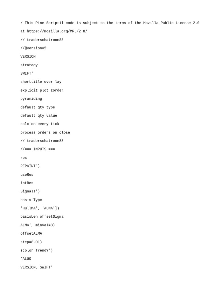 Swift Algo Pine Script Overview | PDF