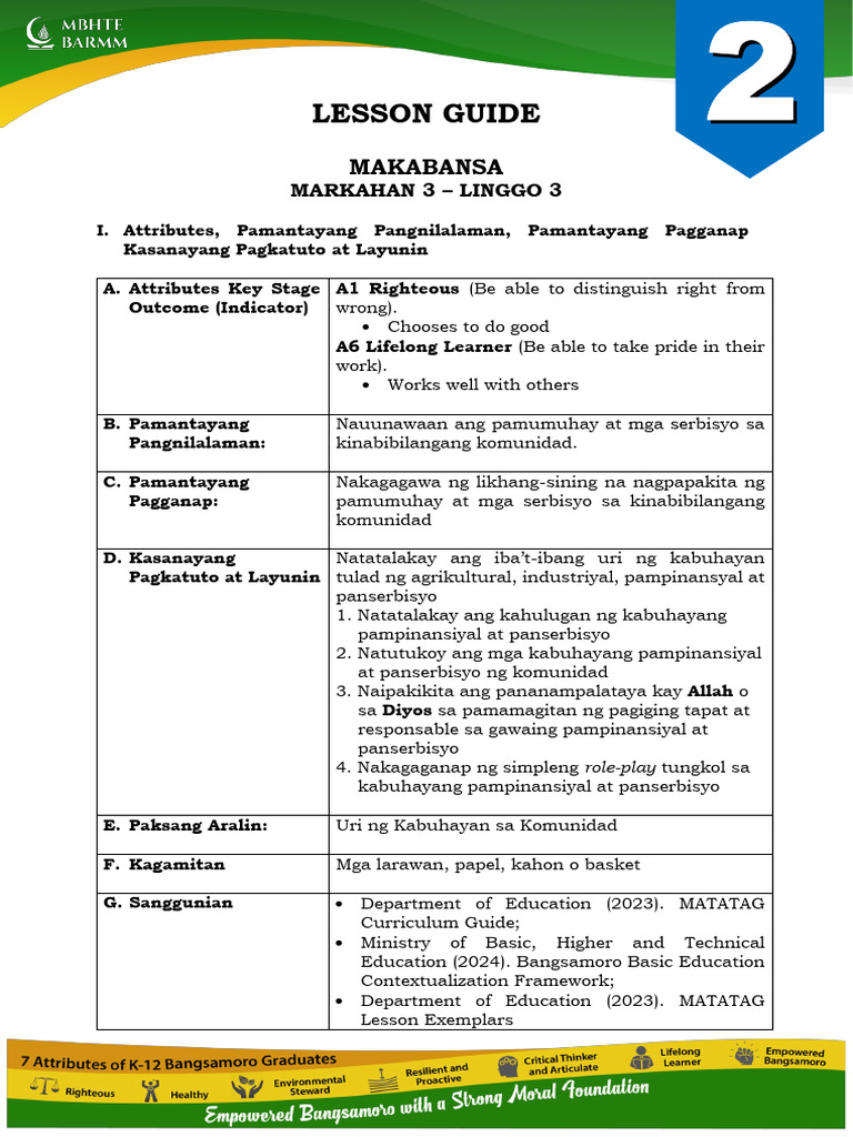 Lesson Guide: Makabansa | PDF