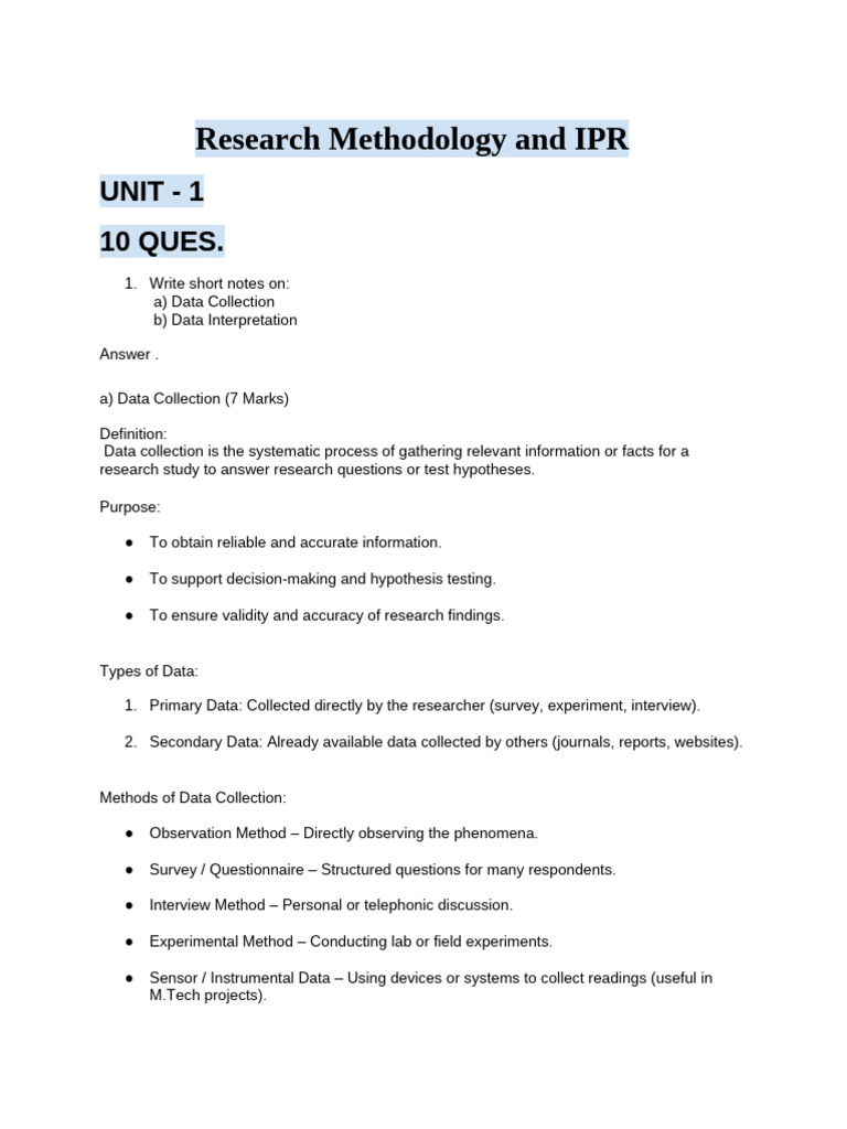 Research Methodology and IPR | PDF | Statistics | Methodology