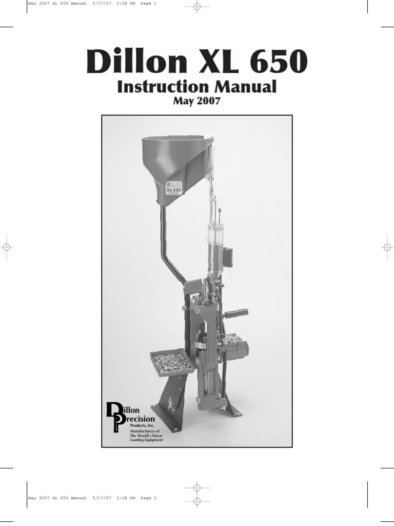 Dillon XL 650 Instruction Manual | PDF | Cartridge (Firearms) | Bullet