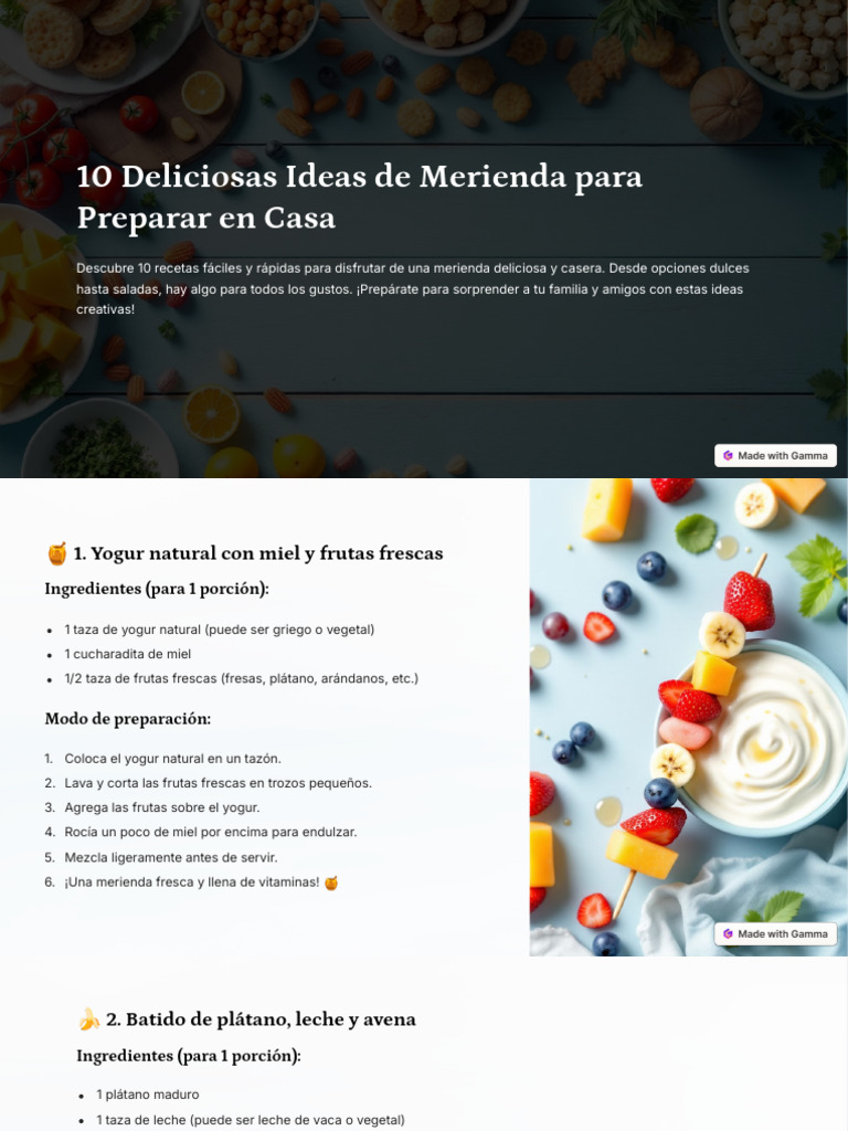 Nino Saludable - Menú para La Merienda ESPANHOL | PDF | Panes | Cocina
