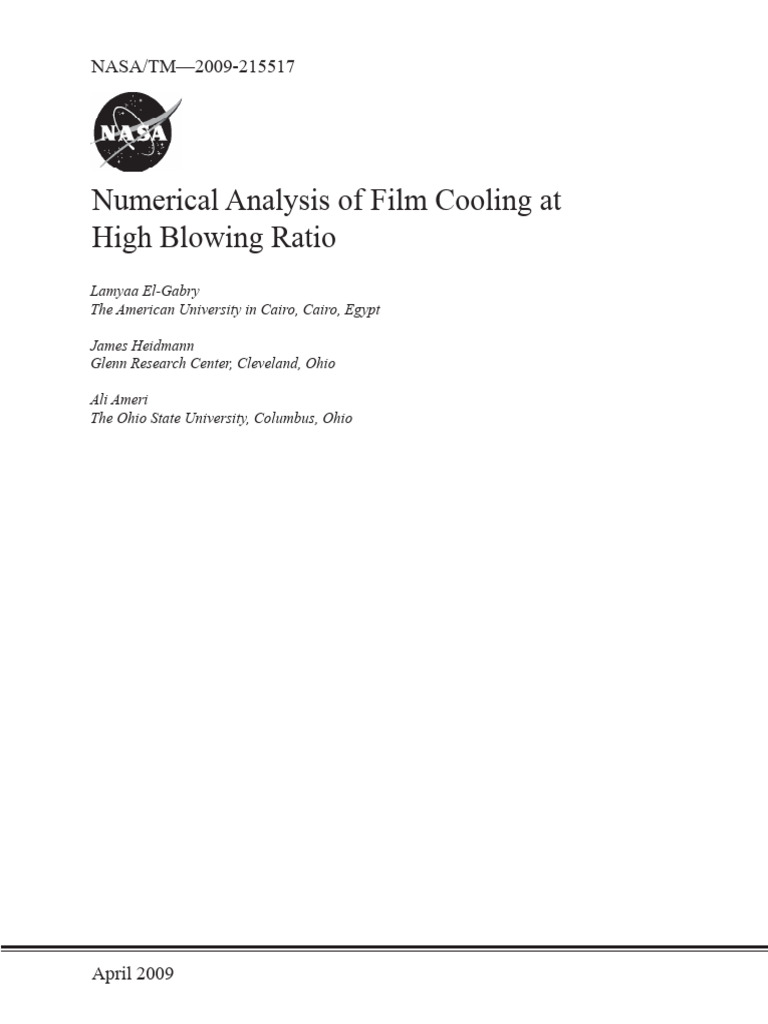 Film Cooling Analysis at High Blowing Ratio | PDF | Computational Fluid ...