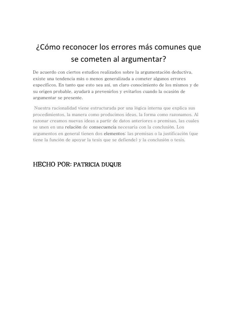 Cómo Reconocer Los Errores Más Comunes Que Se Cometen Al Argumentar ...