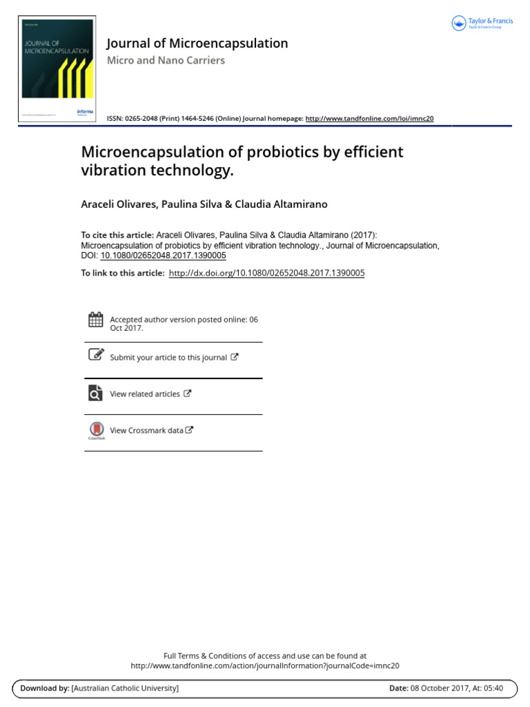 Probiotic Microencapsulation via Vibration Technology | PDF | Probiotic ...