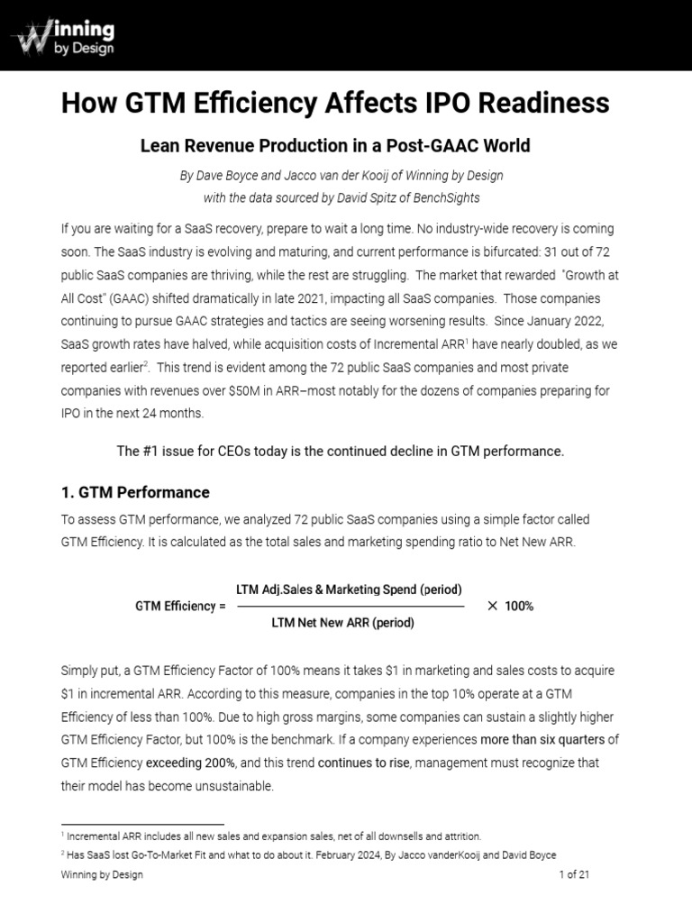 WBD Research How GTM Efficiency Affects IPO Readiness | PDF | Lean ...