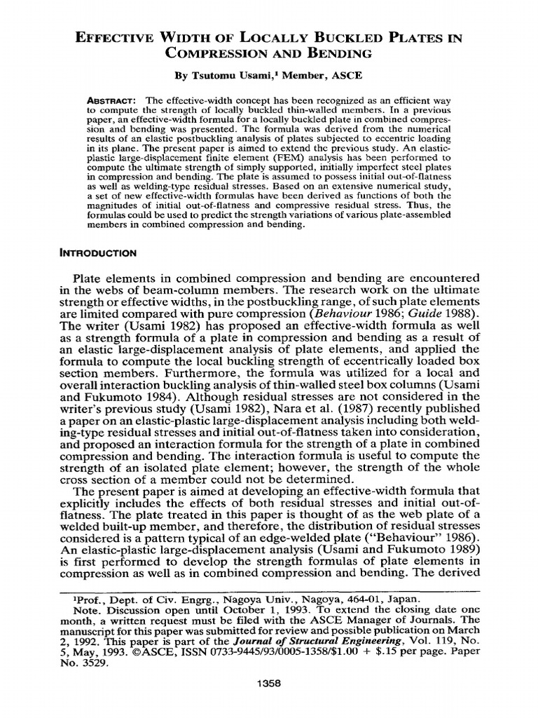 Effective Width of Buckled Plates | PDF | Buckling | Strength Of Materials