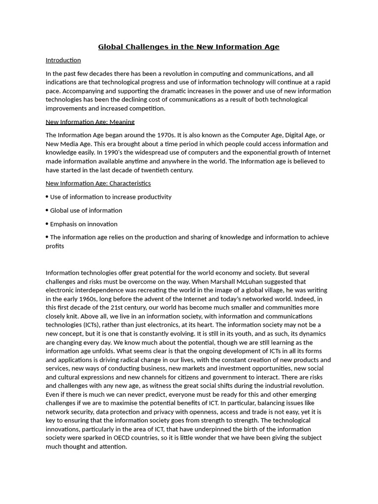 Global Challenges in Information Technology | PDF | Information Age ...