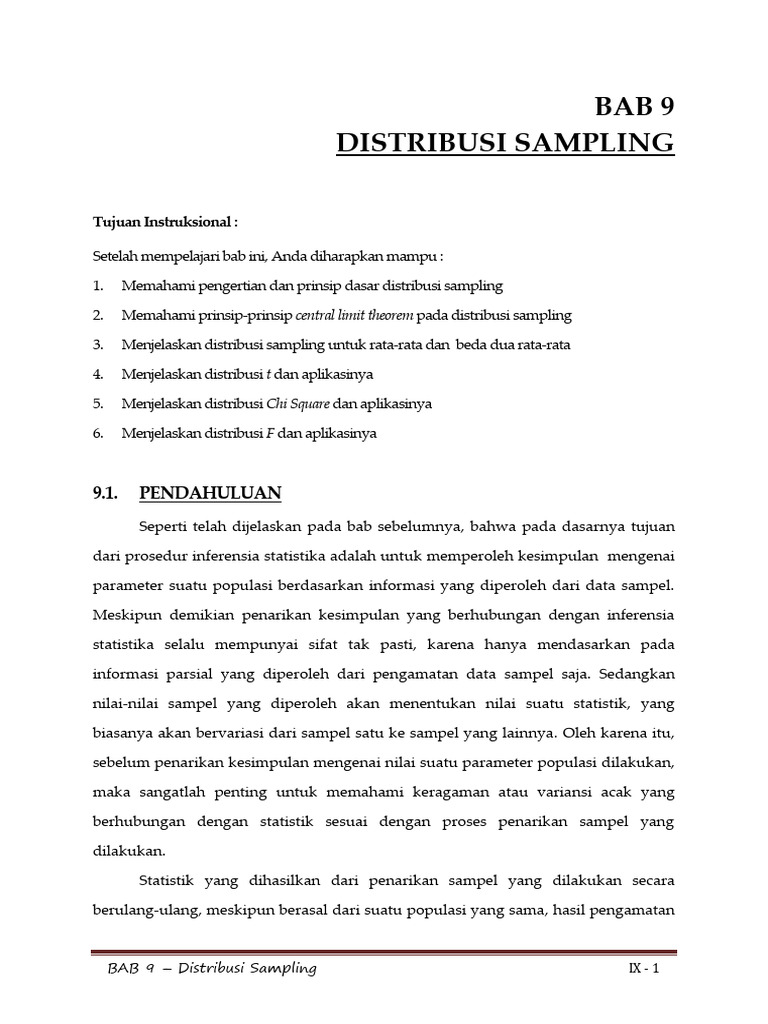 9 - Bab 9 Distribusi Sampling | PDF