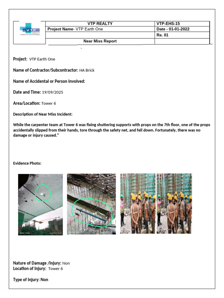 Near Miss Report T6 Props | PDF