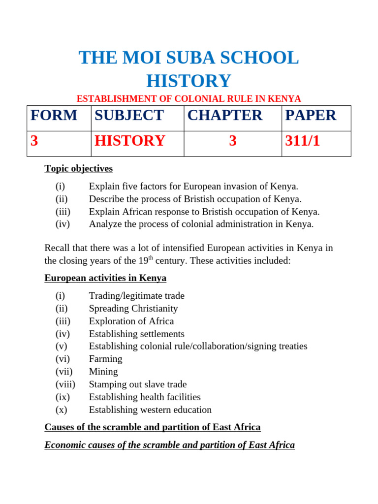 British Colonial Rule in Kenya: Overview | PDF | East Africa | British ...