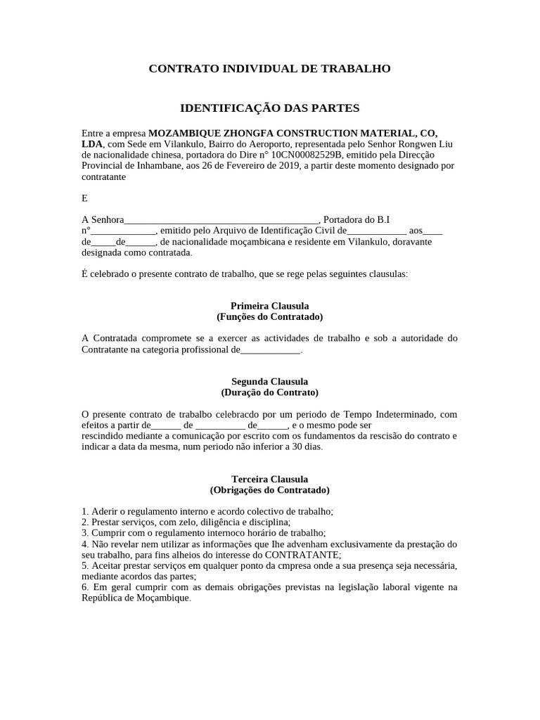 Contrato Individual de Trabalho | PDF | Justiça | Crime e Violência