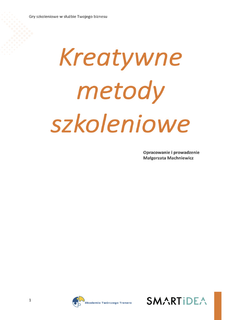 Kreatywne Metody Szkoleniowe | PDF