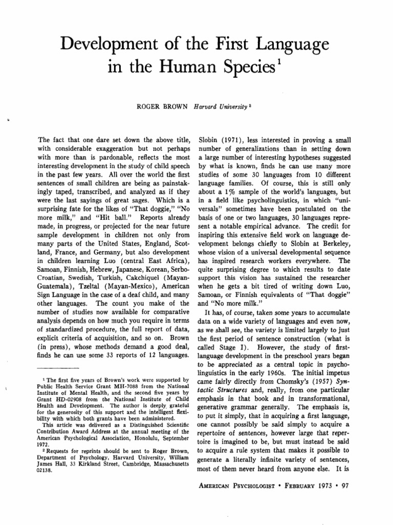Brown's Stages of Language Development | PDF | Question | Language ...