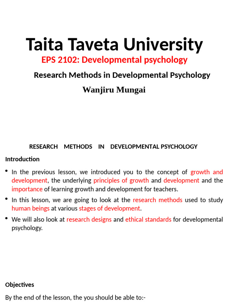 Lesson 3 Research Methods in Developmental Psychology | PDF ...