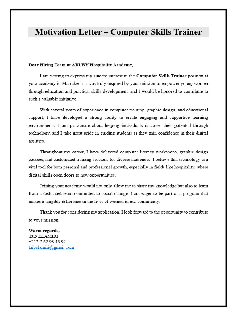 Motivation Letter | PDF
