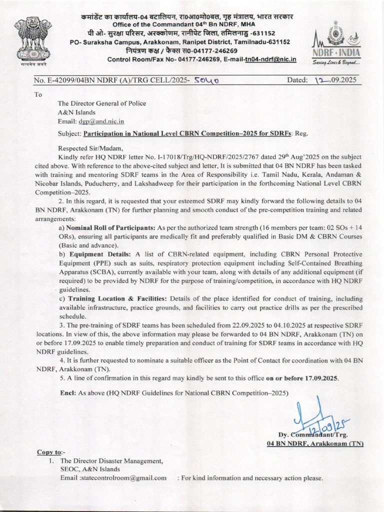 5040-Participation in National Level CBRN Competition-2025-Reg | PDF