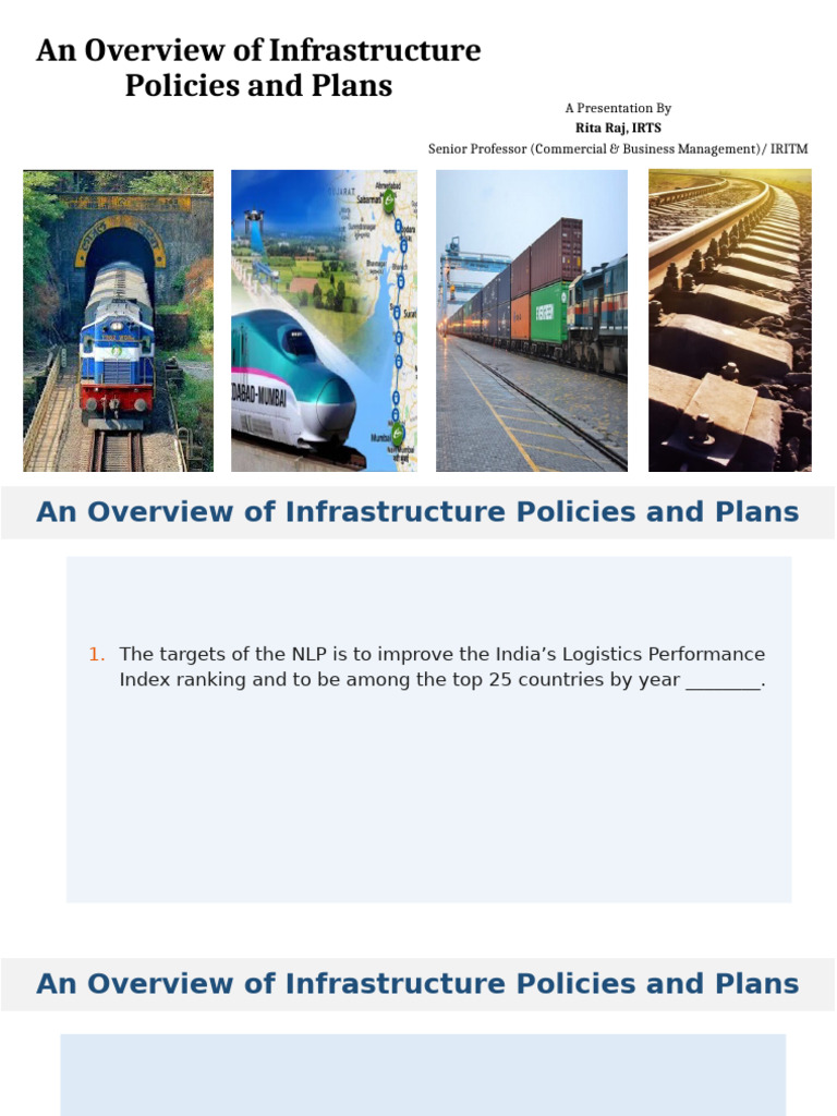 An Overview of Infrastructure Policies and Plans | PDF | Rail Transport ...