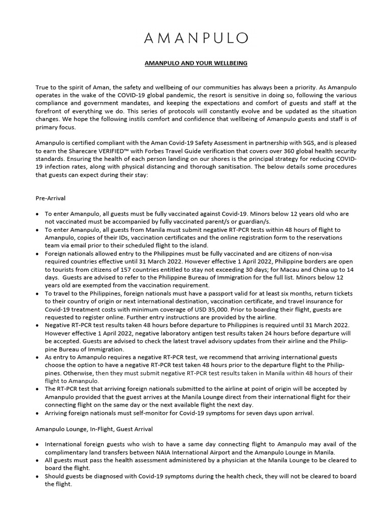 Amanpulo and Your Wellbeing | PDF | Menu | Restaurants