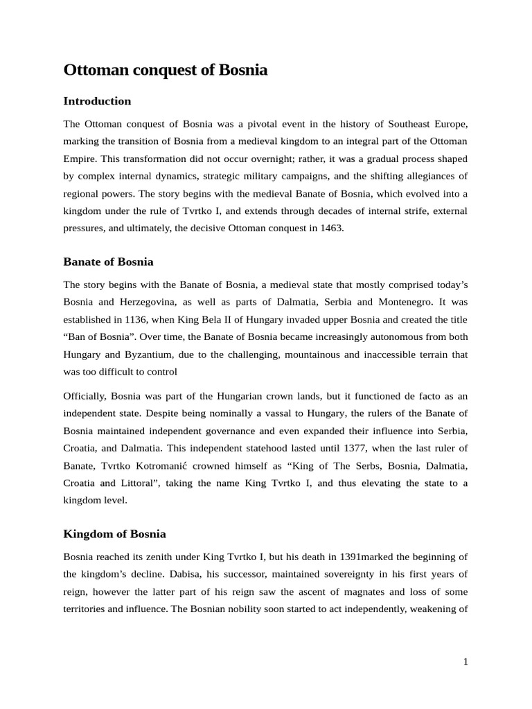 Ottoman Conquest of Bosnia (1463) | PDF | Bosnia And Herzegovina | Balkans