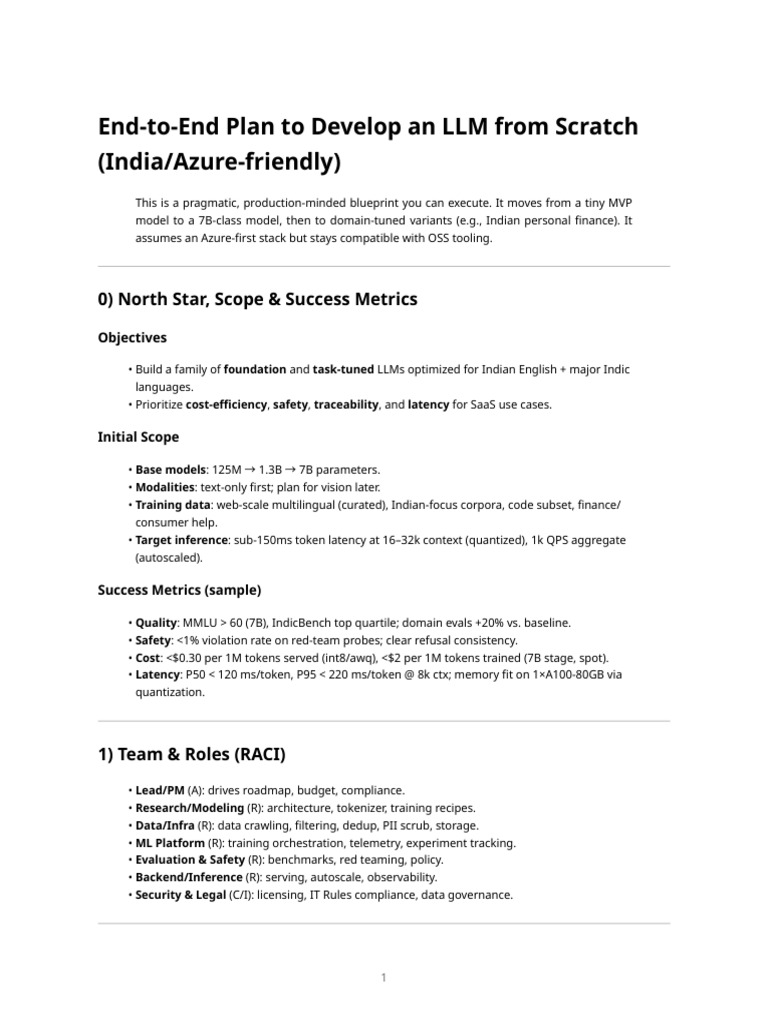 LLM Development Plan for India on Azure | PDF | Learning | Computing