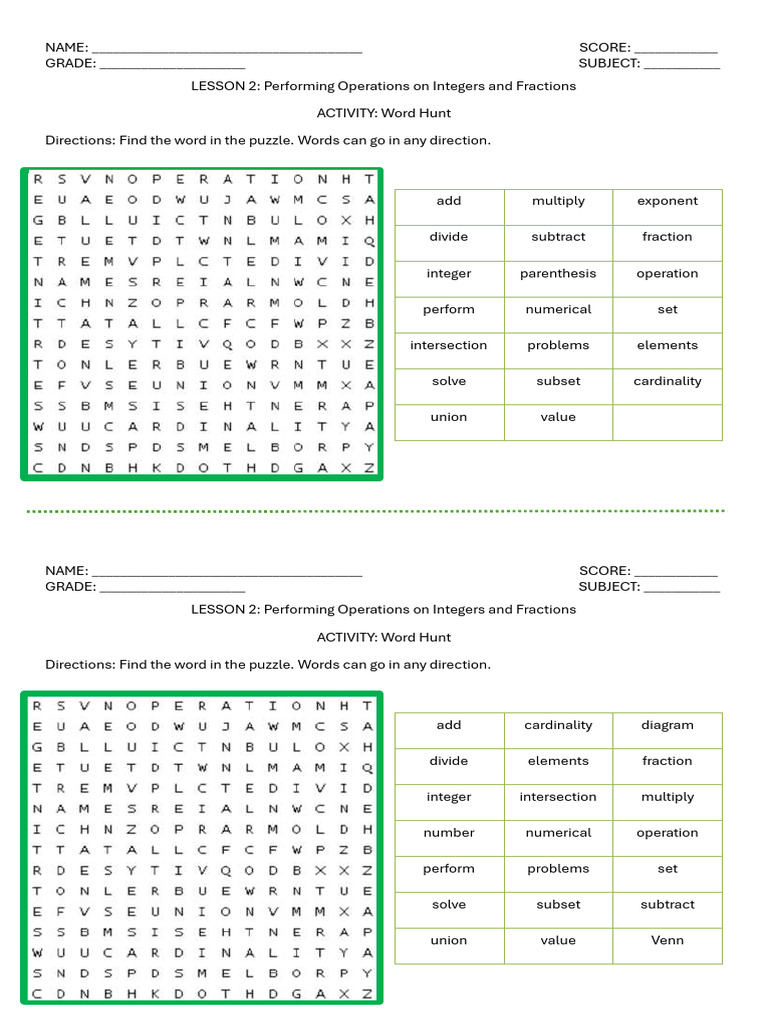 LESSON 2-Performing Operations On Integers and Fractions | PDF ...
