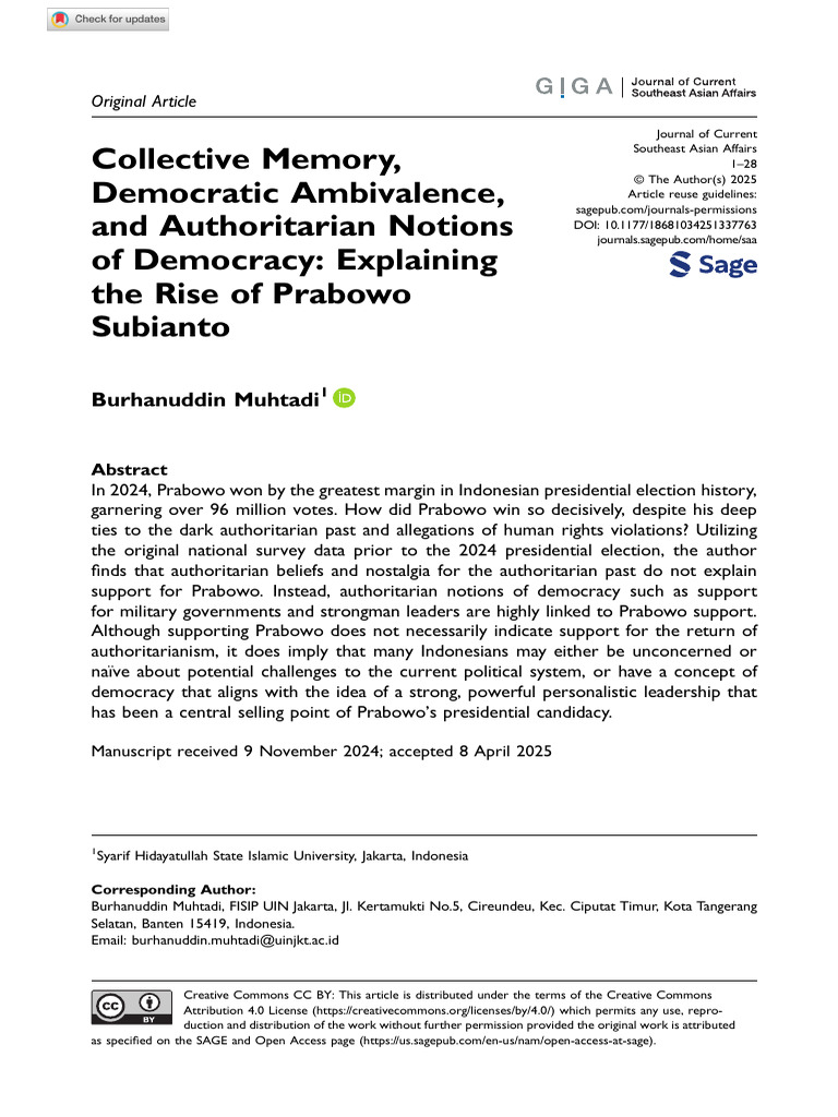 Muhtadi 2025 Collective Memory Democratic Ambivalence and Authoritarian ...
