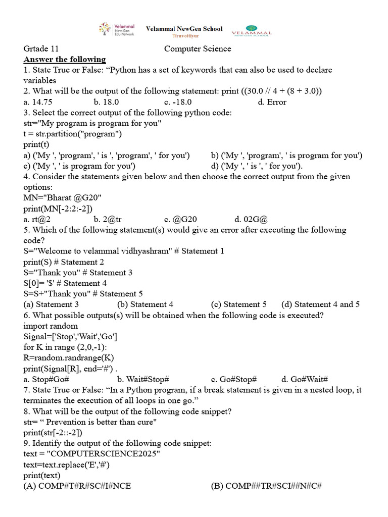 Grade 11 Python 35 Copies | PDF | Control Flow | Python (Programming Language)