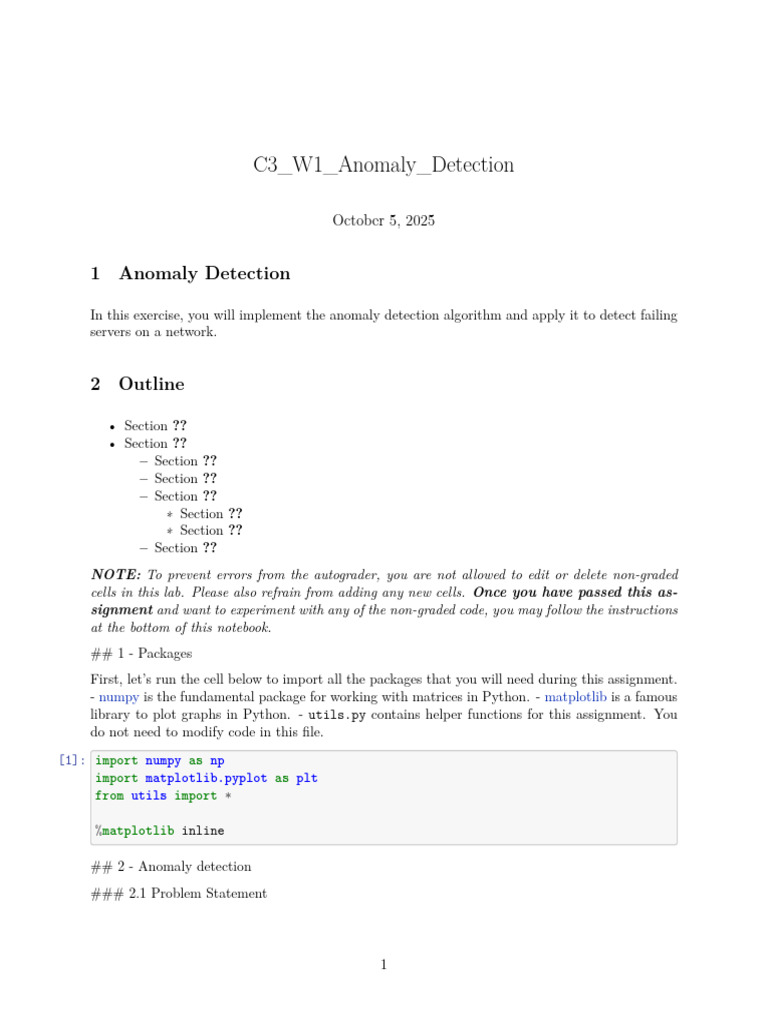 C3 W1 Anomaly Detection | PDF | Variance | Normal Distribution