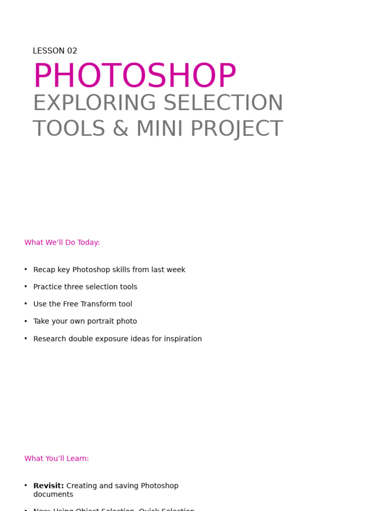 Mastering Photoshop Selection Tools | PDF | Adobe Photoshop | Image Editing