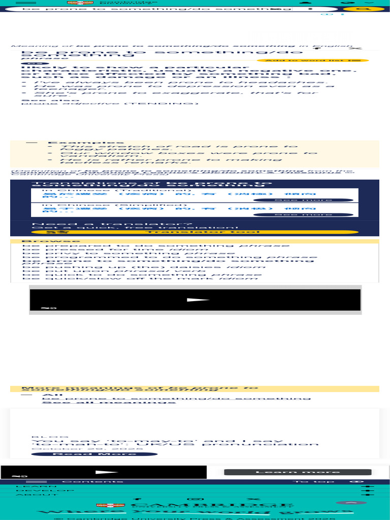 Be Prone To Somethingdo Something - Cambridge English Dictionary | PDF ...