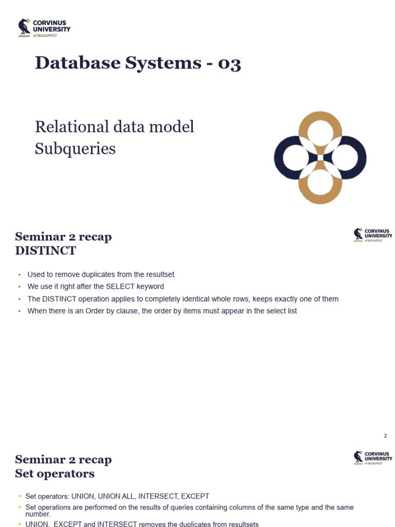 03 Database Systems RelationalDataModel Subqueries | PDF | Relational Model | Relational Database