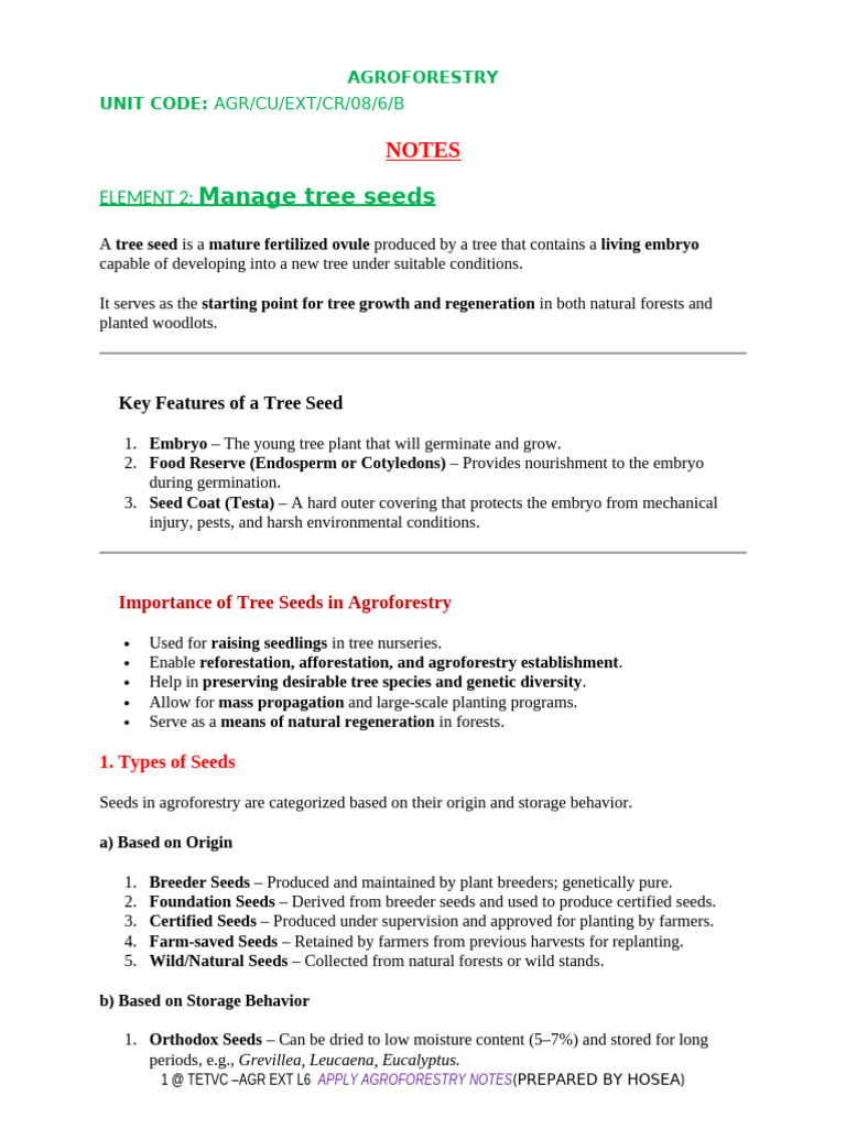 AGROFORESTRY OUTCOME 2 | PDF | Seed | Germination