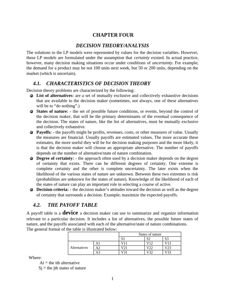 OR. CH 4. Decision Theory | PDF | Applied Mathematics