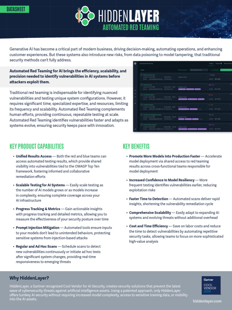 AI HiddenLayer Datasheets | PDF | Security | Computer Security